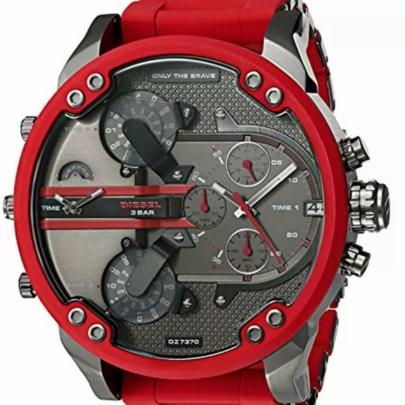 Diesel | Accessories | Diesel Mens Red Silicone Stainless Steel Watch ...